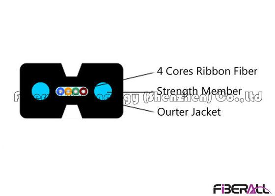 Single Fibers FTTH Drop Fiber Cable , Flat Ftth Fiber Optic Cable 4 Ribbon supplier