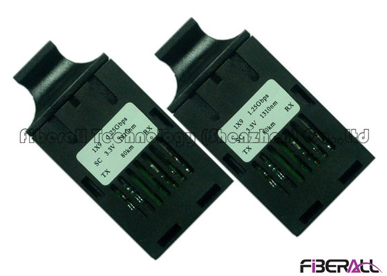SC Dual Fiber 1 X 9 Optical Fiber Transceiver SM Plastic Shell 3.3V Power supplier