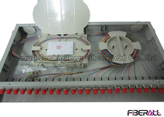 Fixed Type Metal 1u Fiber Optic Patch Panel , Rack Mounted Fiber Terminal Box 24 Fibers supplier