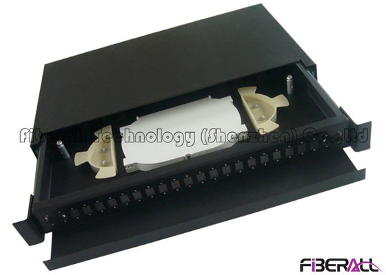 Black rack mount patch panel , Optical Terminal Box With Front Fiber Guide Panel supplier