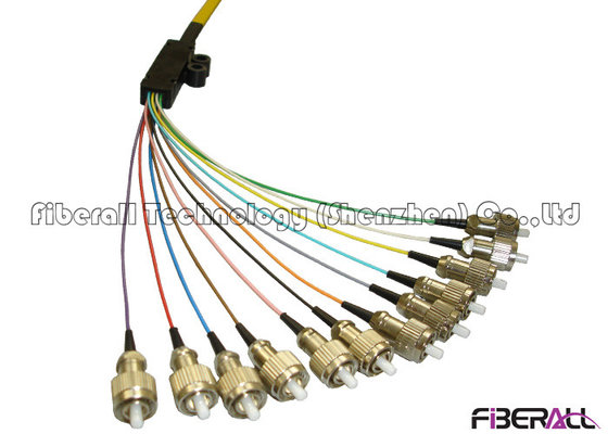 Multi-fiber Ribbon Fiber Optic Pigtail Flat Fiber Cable With 12 FC Connectors supplier