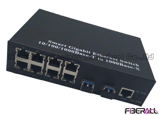 Smart 10 Port Gigabit Ethernet Switch For Ethernet Ring Network With 8 RJ45 Ports And Two SFP supplier