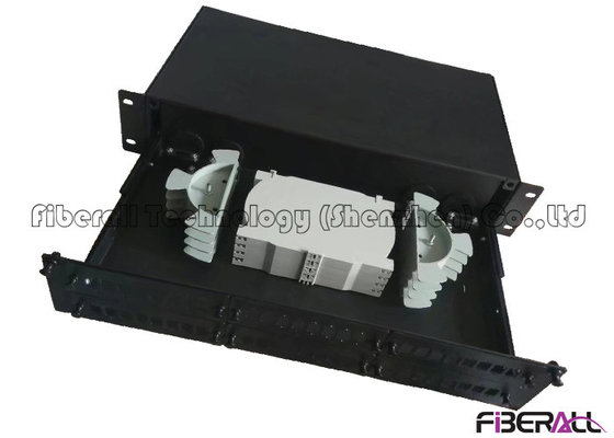 Enlarged 2U Height Fiber Optic Path Panel Sliding Drawer With 48 Adapter Ports supplier