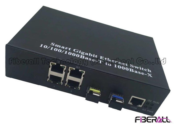 10/100/1000Base-T Fiber Ethernet Switch For Looped Network With 2 SFP 4 LAN Ports supplier