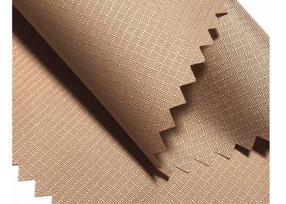 China 0.15 Grid 240t 75d*75d poly pongee Khaki color anti-velvet coating waterproof workwear fabric supplier