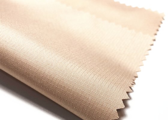 0.15 Grid 240t 75d*75d poly pongee Khaki color anti-velvet coating waterproof workwear fabric supplier