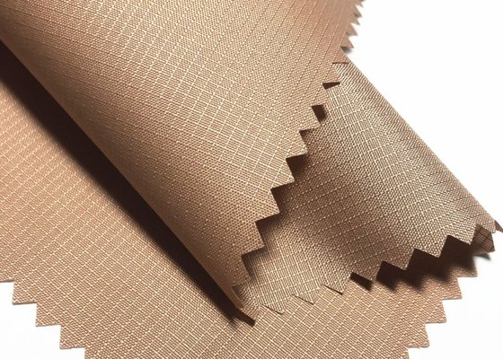 0.15 Grid 240t 75d*75d poly pongee Khaki color anti-velvet coating waterproof workwear fabric supplier
