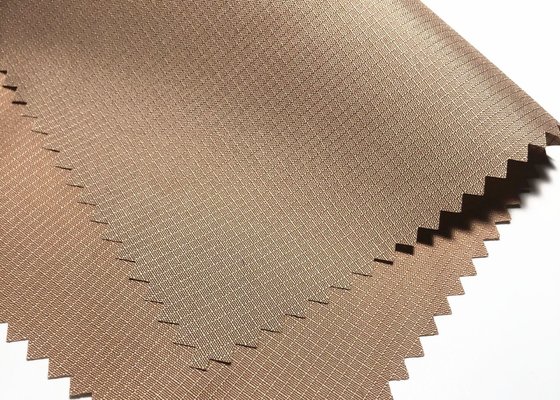 0.15 Grid 240t 75d*75d poly pongee Khaki color anti-velvet coating waterproof workwear fabric supplier