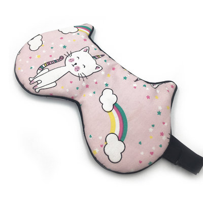 Cat design 100% silk eye mask custom embroidery LOGO printing OEM accepted for sleeping well supplier