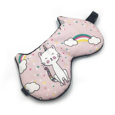 Cat design 100% silk eye mask custom embroidery LOGO printing OEM accepted for sleeping well supplier