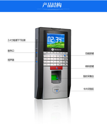 F131 Fingerprint door lock access control system biometric time recording machine with software