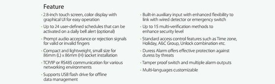 SF300 ZKTECO DOOR ACCESS CONTROL Fingerprint reader access control terminal with software