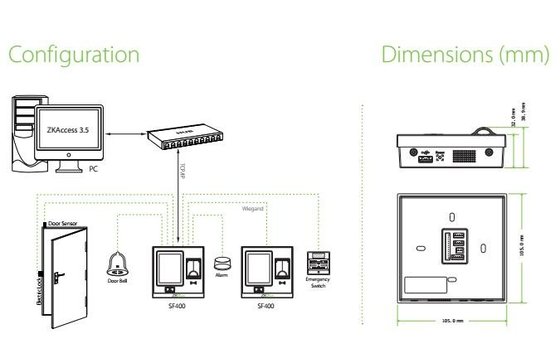 ZKTECO Fingerprint door access control SF400 STOCK Biometric time clock fingerprint scanner