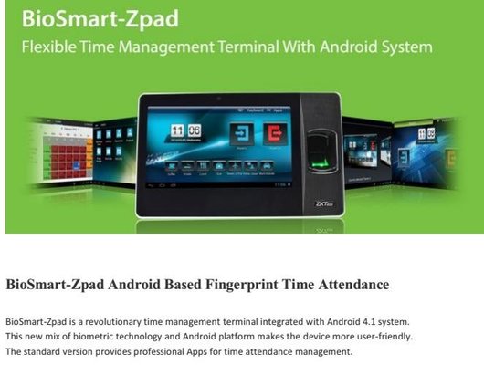 biosmart-zpad fingerprint time attendance android time recording machine with TCP/IP fast delivery high quality