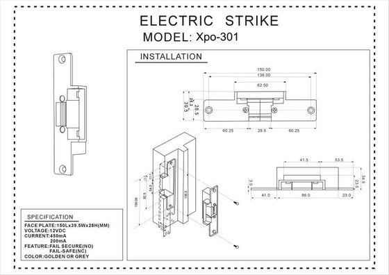 130NO Electric Strike Door Lock Door Access Control System New Fail-safe fail secure 5YOA Brand New Strike