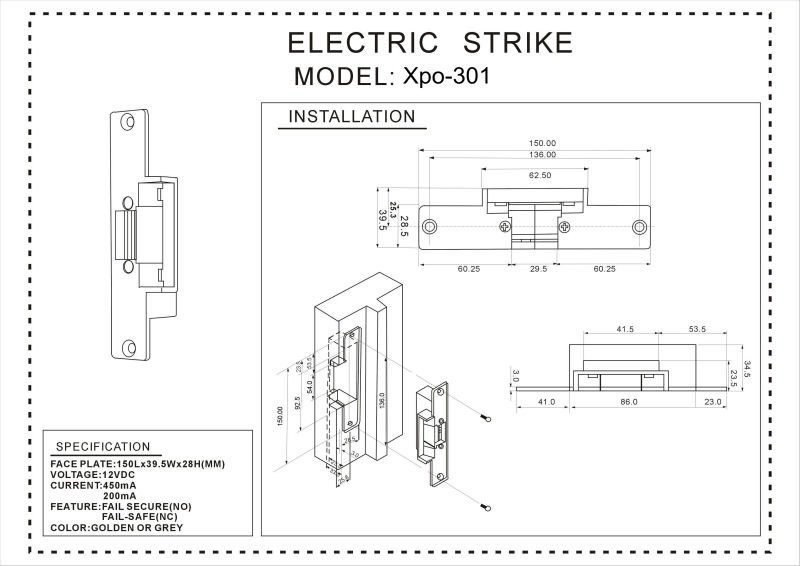 130NO Electric Strike Door Lock Door Access Control System New Fail-safe fail secure 5YOA Brand New Strike