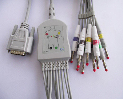 One Piece Mindray Ecg Cable 10 Lead IEC 10 20 KΩ Resistance Banana /  Din3.0