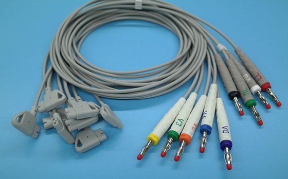 0.4mm Dia 12 Lead ECG Cables ,  ECG Patient Cable For ECG Machine