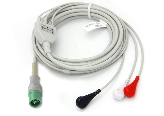 Fukuda Denshi 3 / 5 Lead ECG Cable 12 Pin Snap Patient End Cold Resistant Leadwires