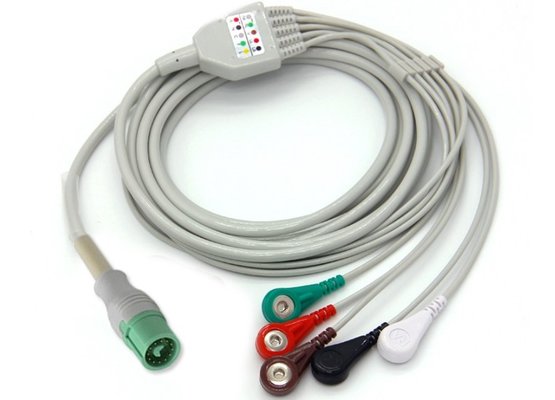 Fukuda Denshi 3 / 5 Lead ECG Cable 12 Pin Snap Patient End Cold Resistant Leadwires