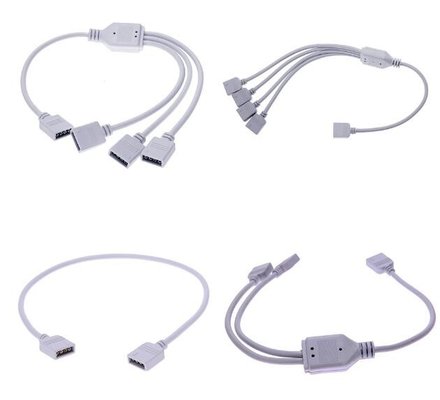1 To 4 Female Electrical Cable Connectors Splitter LED RGB Strips Extension Cable
