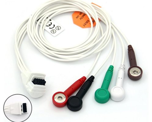 Compatible Mortara ecg cable H3+ Holter cable , AHA , snap , 5 leads