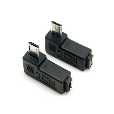 Black Color Micro 5 Pin Usb Male To Female Adapter 90 Degree Right Angled