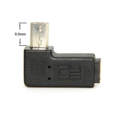Black Color Micro 5 Pin Usb Male To Female Adapter 90 Degree Right Angled