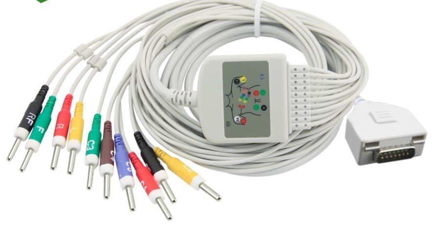 Fukuda Denshi EKG Wires ,10 Lead ECG Cable 15 Pin Connector KP-500 KP-500D