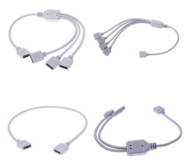 1 To 4 Female Electrical Cable Connectors Splitter LED RGB Strips Extension Cable