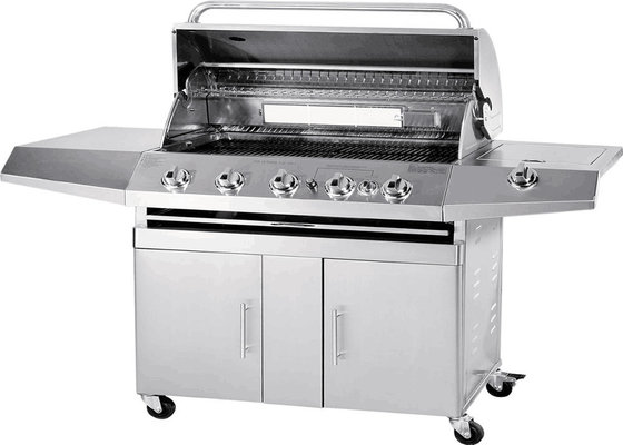 Full Stainless Garden Bbq Gas Grill BBQ machine with Trolley