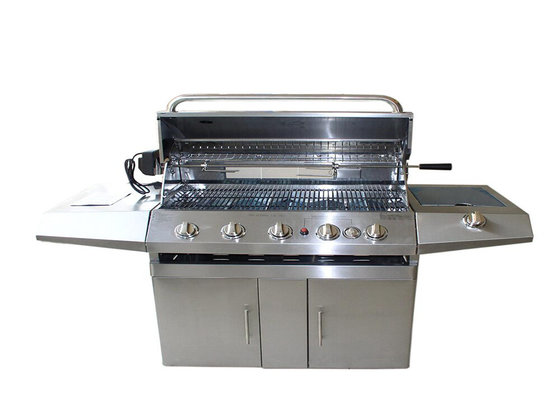 Full Stainless Garden Bbq Gas Grill BBQ machine with Trolley