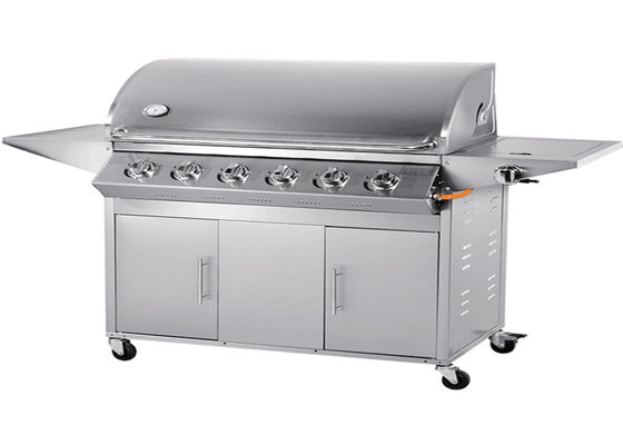 Factory price smokeless barbecue bbq gas grill 6 burner with cooking grates