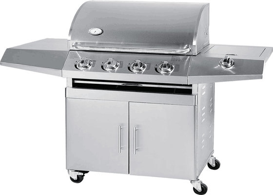 Factory price kitchen bbq easy grill slow burning 4 burners gas bbq grill with wheel
