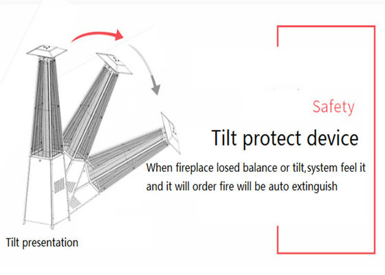 Outdoor silver 2270mm H wheel design swim pool gas real fire heaters with tilt protect device