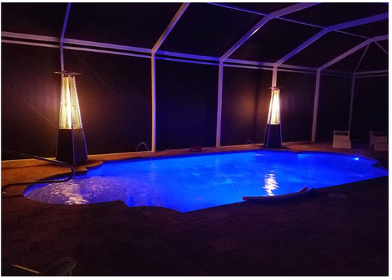 Outdoor silver 2270mm H wheel design swim pool gas real fire heaters with tilt protect device