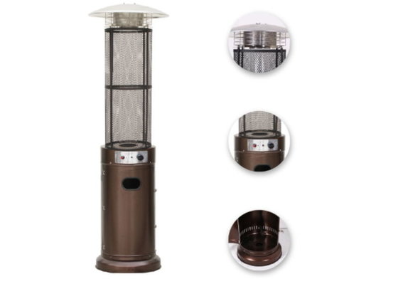 Outdoor free standing Silver Stainless Steel Cylindrical bullet gas patio heater