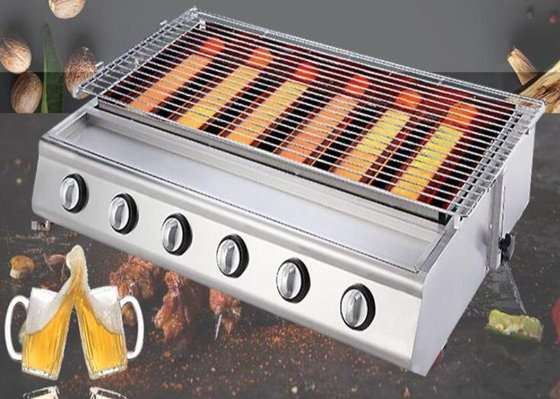 Factory Price Smokeless Barbecue  6 pcs burner Gas CStainless Steel BBQ Grill Ceramic Infrared Burner