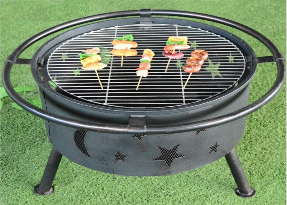 Amazon Hot Selling 32 Inch Large Burning Charcoal Wood Firepit Patio Backyard Square Fire Pit With BBQ Grill