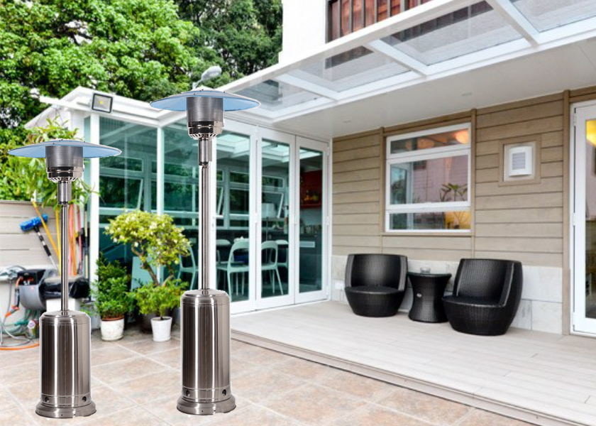 220 cm H Stainless Steel Silver Gas Flexible Radiant Propane 87 Patio Heater