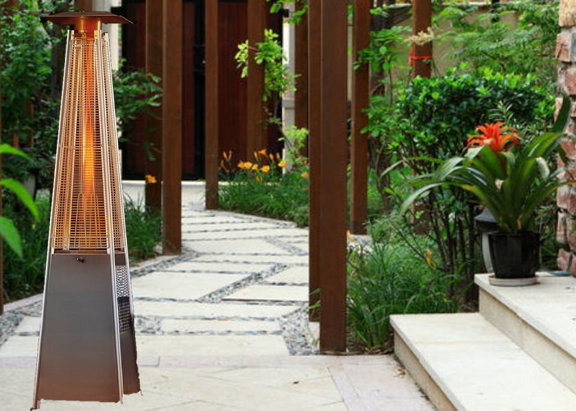 2270mm H Silver Stainless Steel Outdoor Garden Gas Real Flame Butane Patio Heater