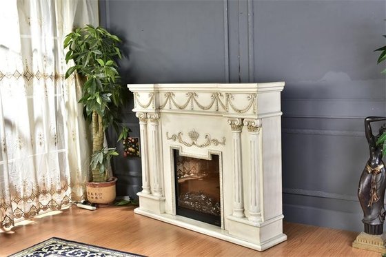 Customizable White Wall Mounted Fireplace For Home Decoration