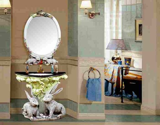 Luxury Decorative Furniture Antique Resin Bathroom Sink Cabinet With Mirror