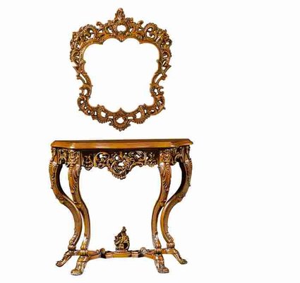 Tabla de consola de madera de la antigüedad europea del estilo con la decoración del lujo del espejo