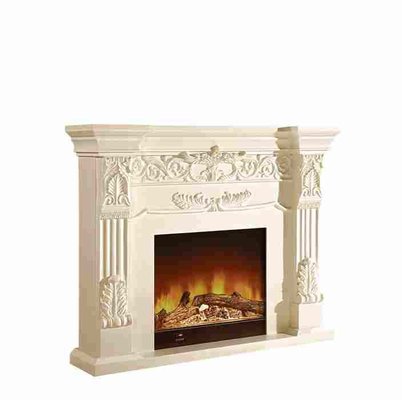 Ivory White Freestanding Antique Decorative Fireplace Heater / Fire Place