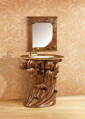 Gabinete de cuarto de baño clásico de la resina con muebles de la decoración del hotel del espejo