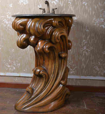 Gabinete de cuarto de baño clásico de la resina con muebles de la decoración del hotel del espejo