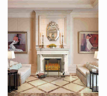 Restaurant / Club Antique Imitation Marble Electric Fireplace With Heater