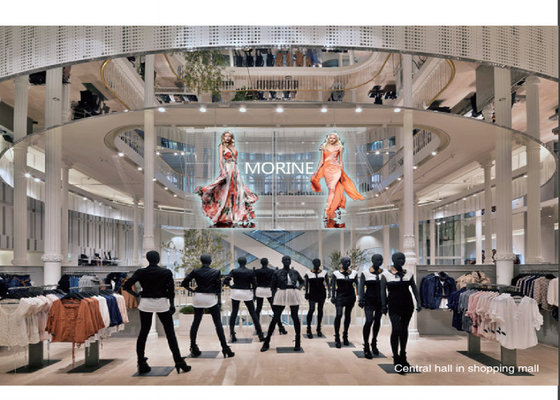 Glass Advertising LED Curtain Display / HD LED Curtain Video Wall Commercial