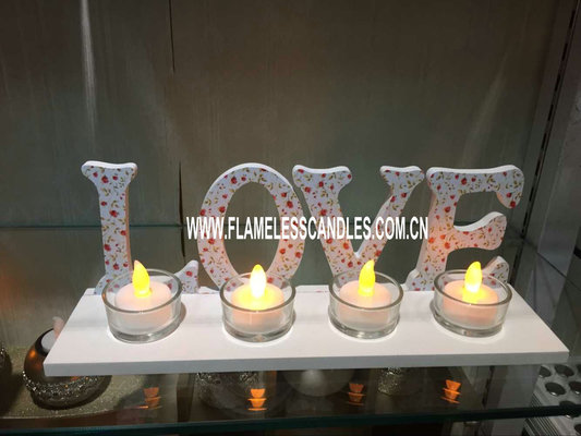 China Electronic LED Glass Votive Candles With “ LOVE ”  Tray For Hotel or Home Decoration distributor